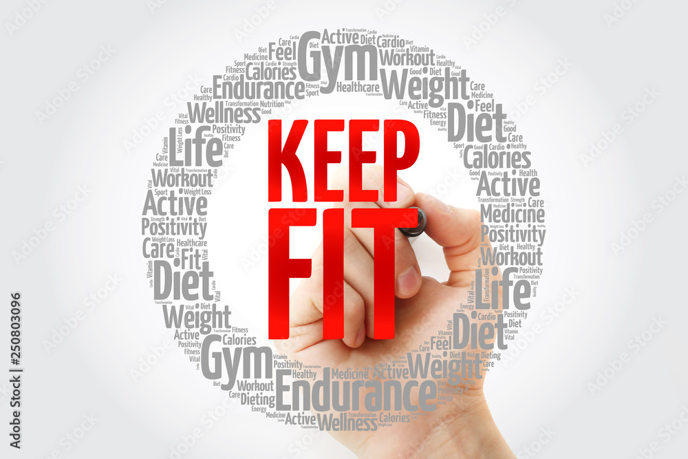 KEEP FIT circle word cloud with marker, health concept Stock Photo ...