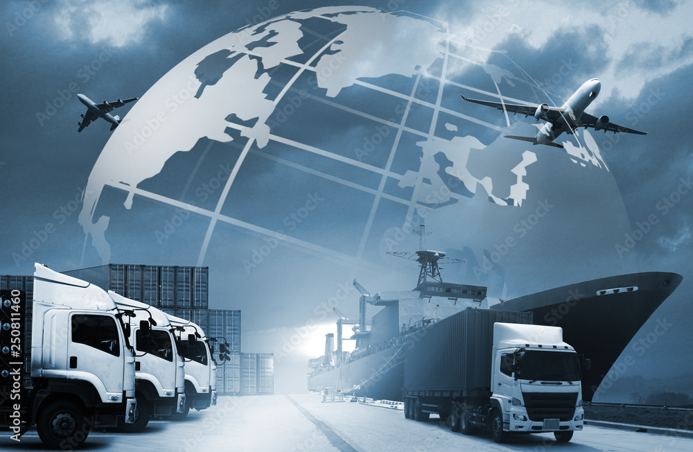 Abstract image of the world logistics, there are world map background ...