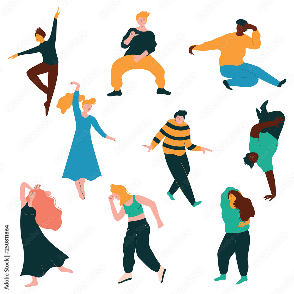 Dancing People Collection, Young Men and Women Dancing Modern and ...