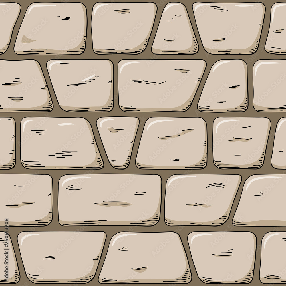 seemless hand drawn cartoon wall Stock Vector | Adobe Stock