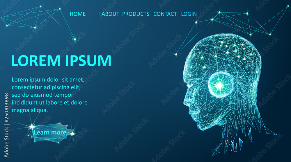 artificial intelligence. Lines connected to thinkers, symbolizing the ...