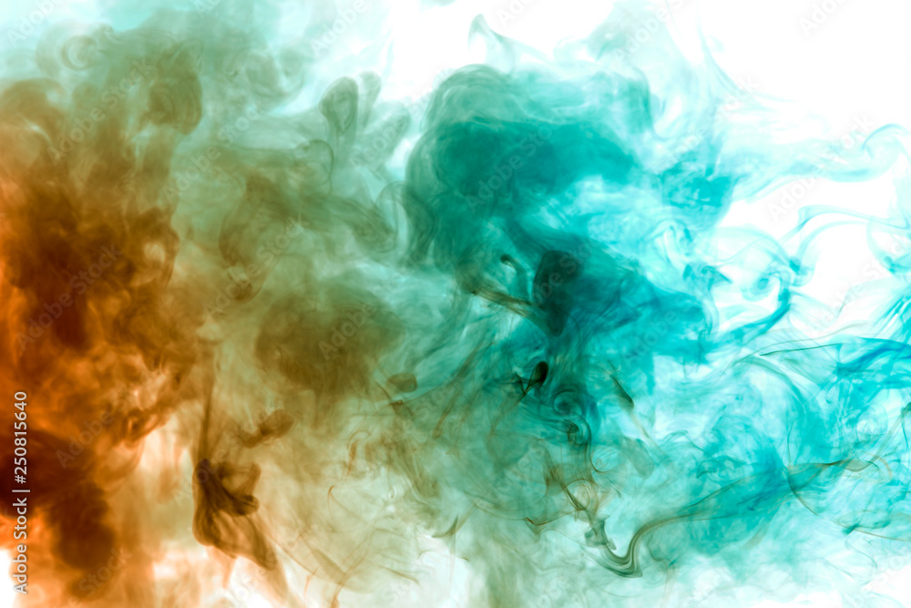 Colorful steam exhaled from the vape with a smooth transition of color ...