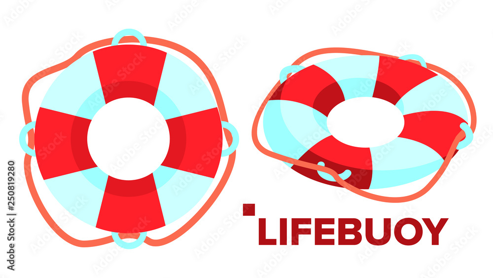 Lifebuoy Vector. Classic Summer Beach Support. Isolated Flat Cartoon ...