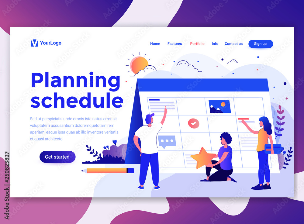 Landing page template of Planning Schedule. Modern flat design concept ...