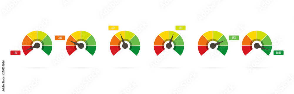 Scale from red to green with arrow in flat style, infographic element ...