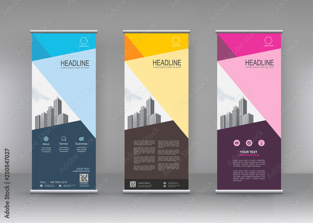 Vector vertical banner. Banner design in three different color with ...