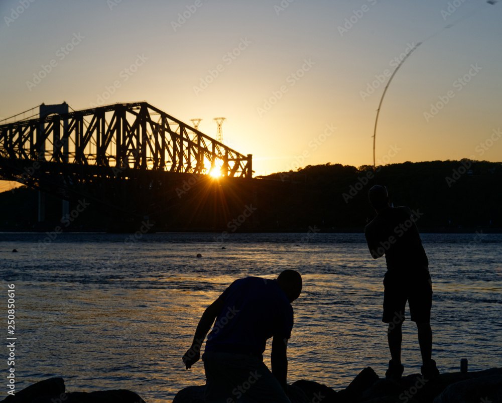 People fishing from Parc de la Marina-de-la-Chaudière, St-Romuald ...