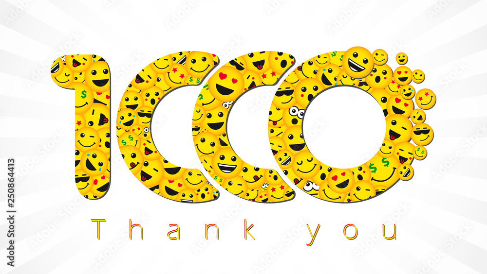 Thank you 1 000 followers logotype. Congratulating bright 1.000 ...