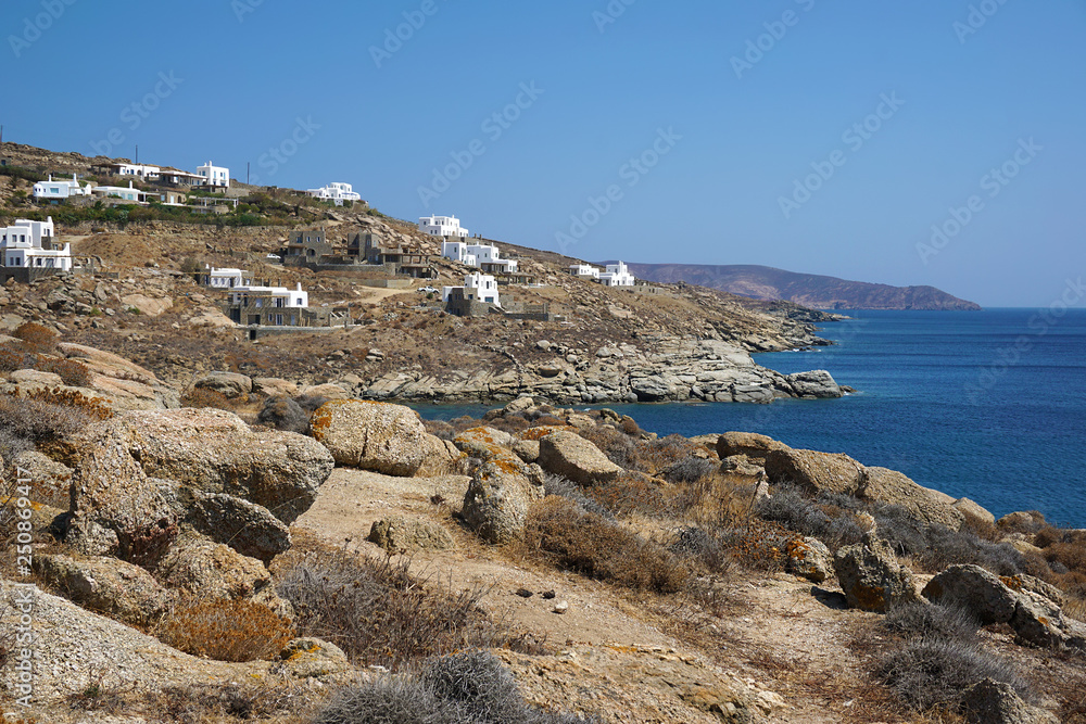 New luxurious buildings for tourists at Lia beach in Mykonos, Greece ...