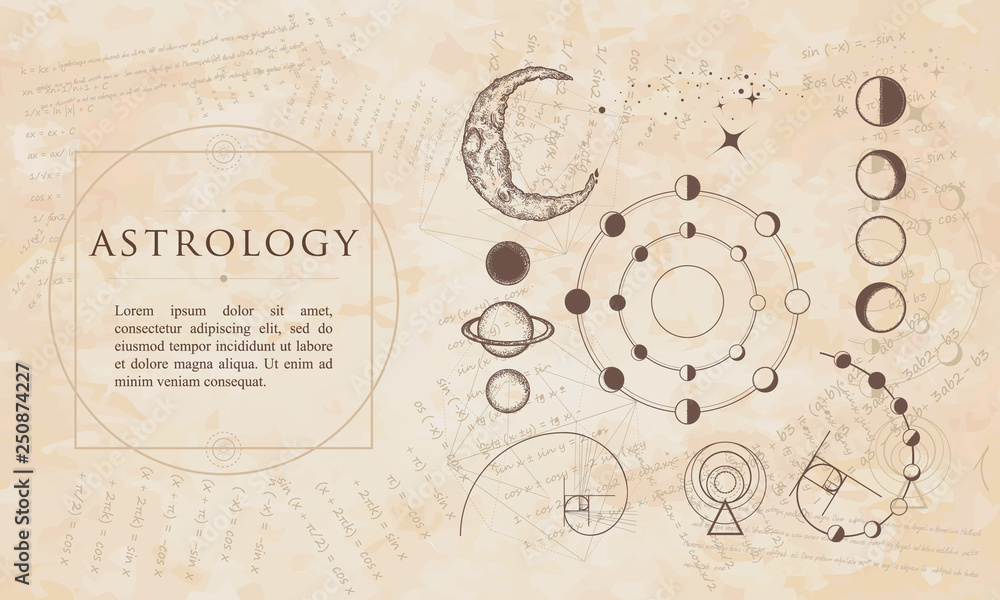 Astrology. Lunar phases, esoteric planets, moon, golden ratio ...