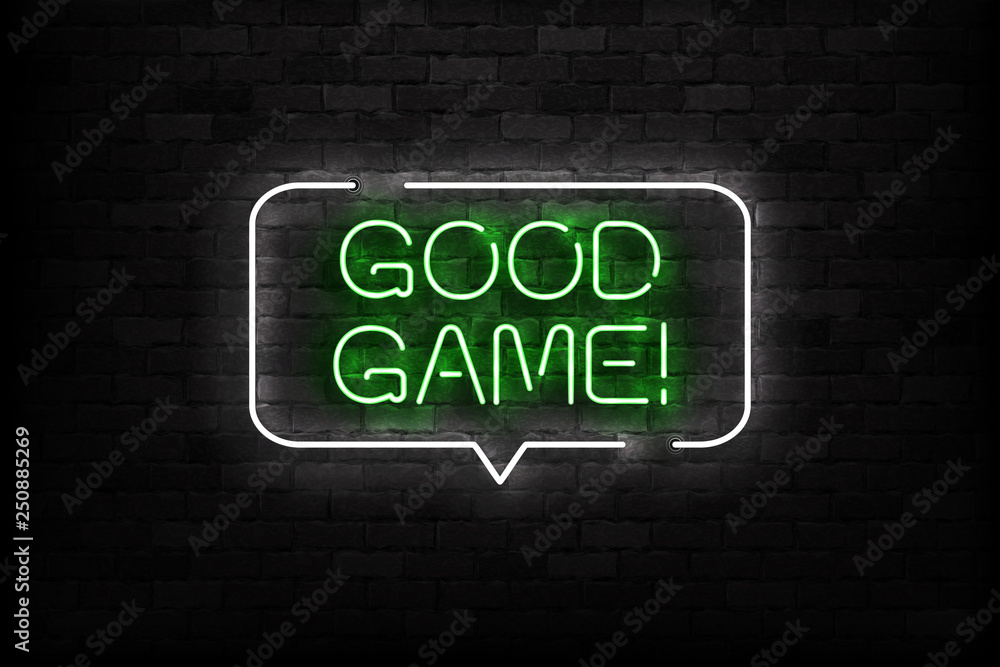 Vector realistic isolated neon sign of Good Game logo for template ...