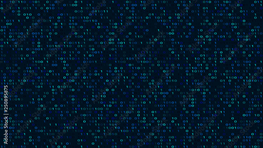 Abstract Binary Code Dark Background. Cyber Space Stock Vector | Adobe ...