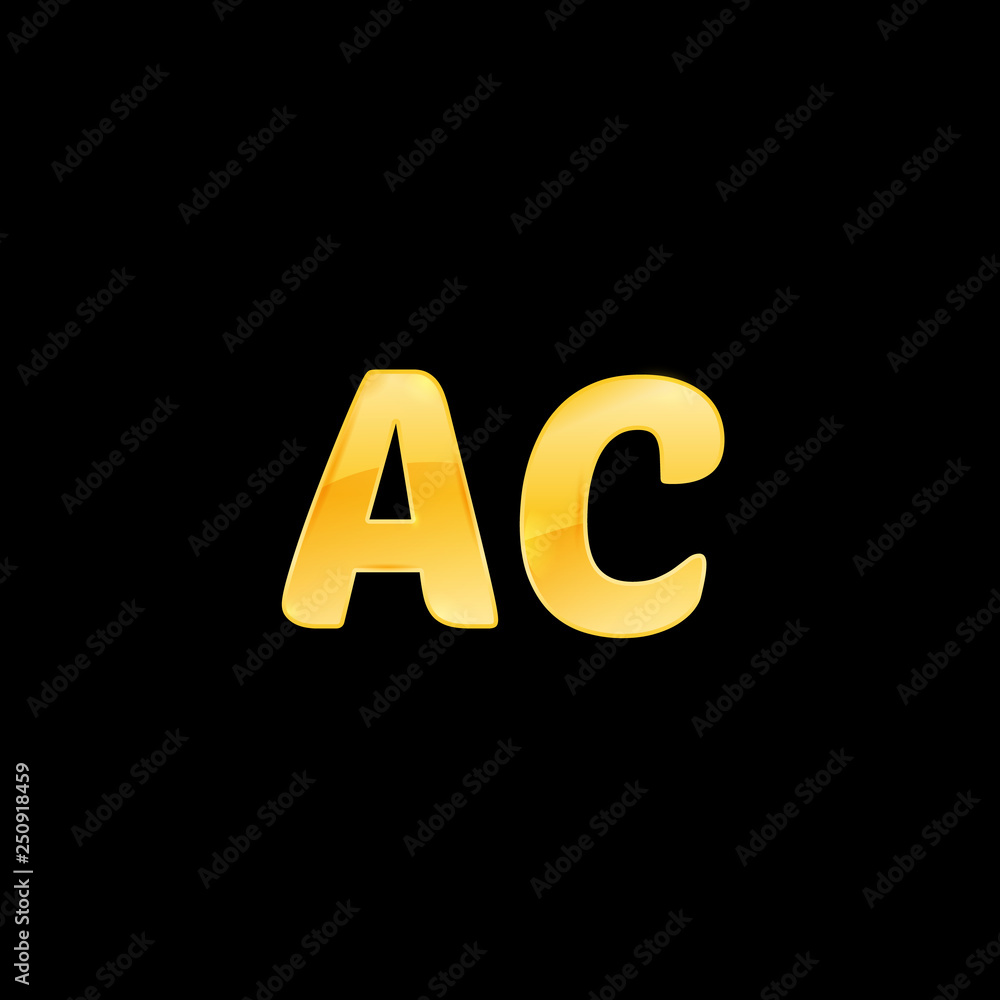 Initial letters AC with logo design inspiration gold metallic texture ...