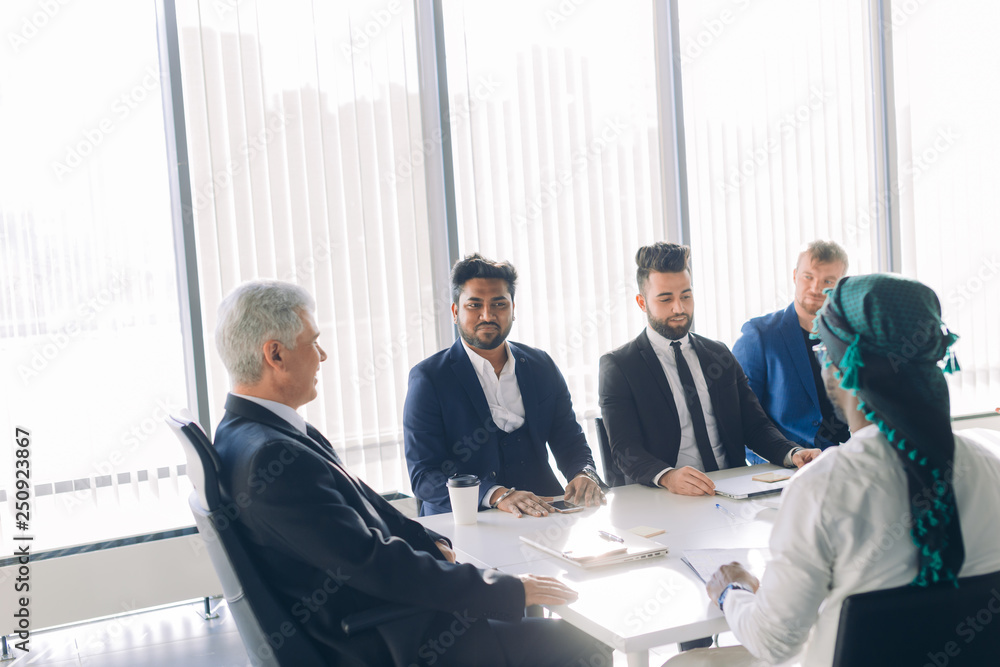 onstruction company management board members headed by grey-haired ...