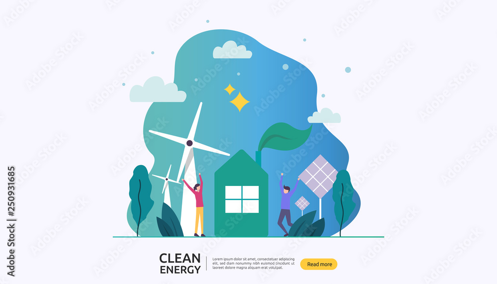 Green Clean Energy Sources Renewable Electric Sun Solar Panel And Wind