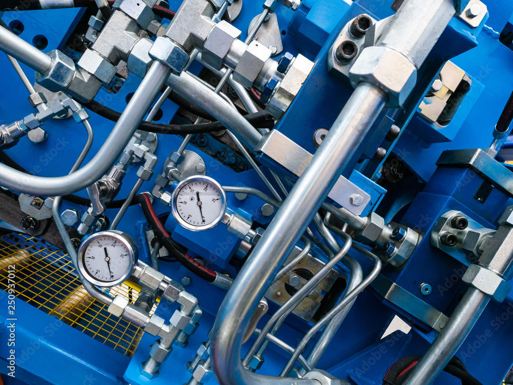 Pressure sensors on the pipes. Pressure gauges. Diagnostics of pressure ...