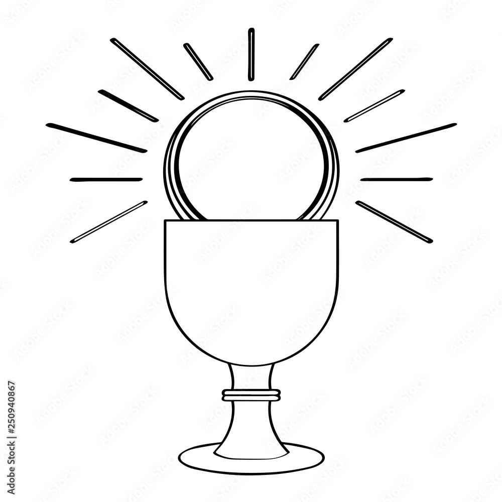 Outline of a chalice with a host. Holy week. Vector illustration design ...