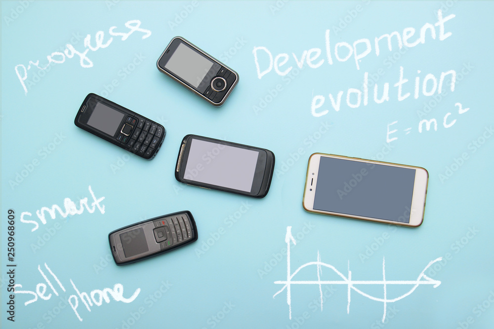 evolution of cell phones. Technology development telephone and pda ...