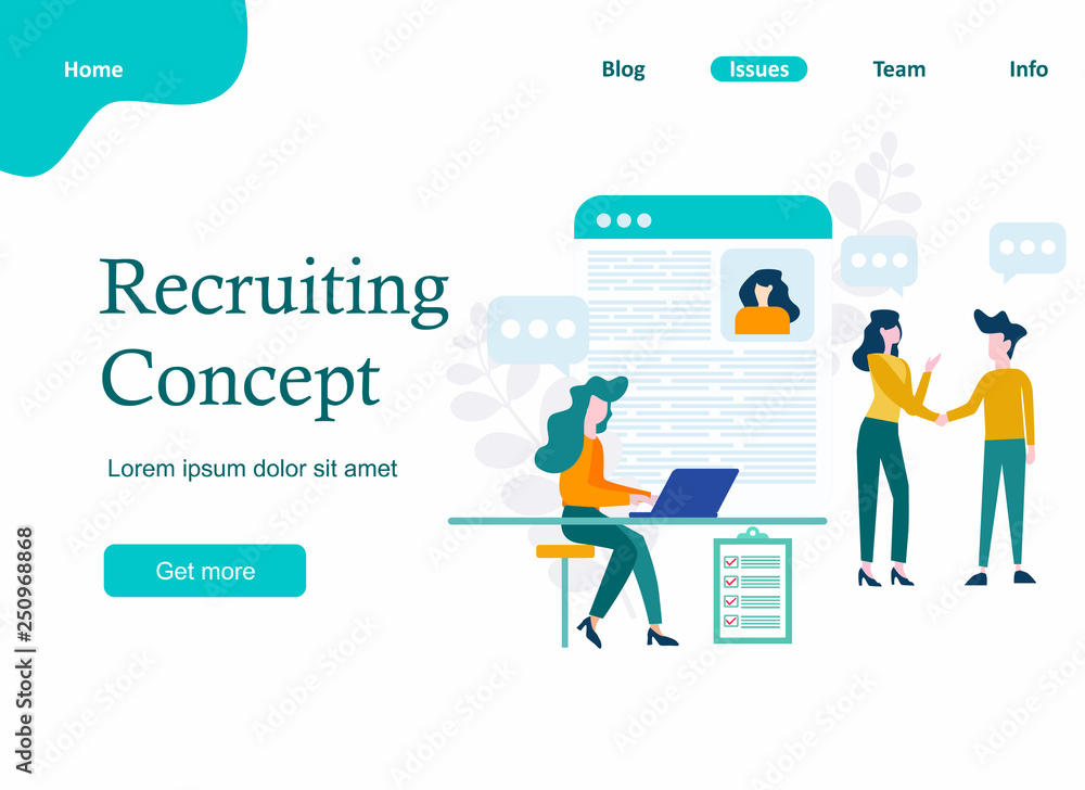 Modern flat web page design template of Recruiting decorated people ...
