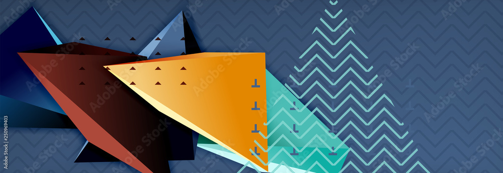 3d triangular shapes geometric background. Origami style pattern with ...