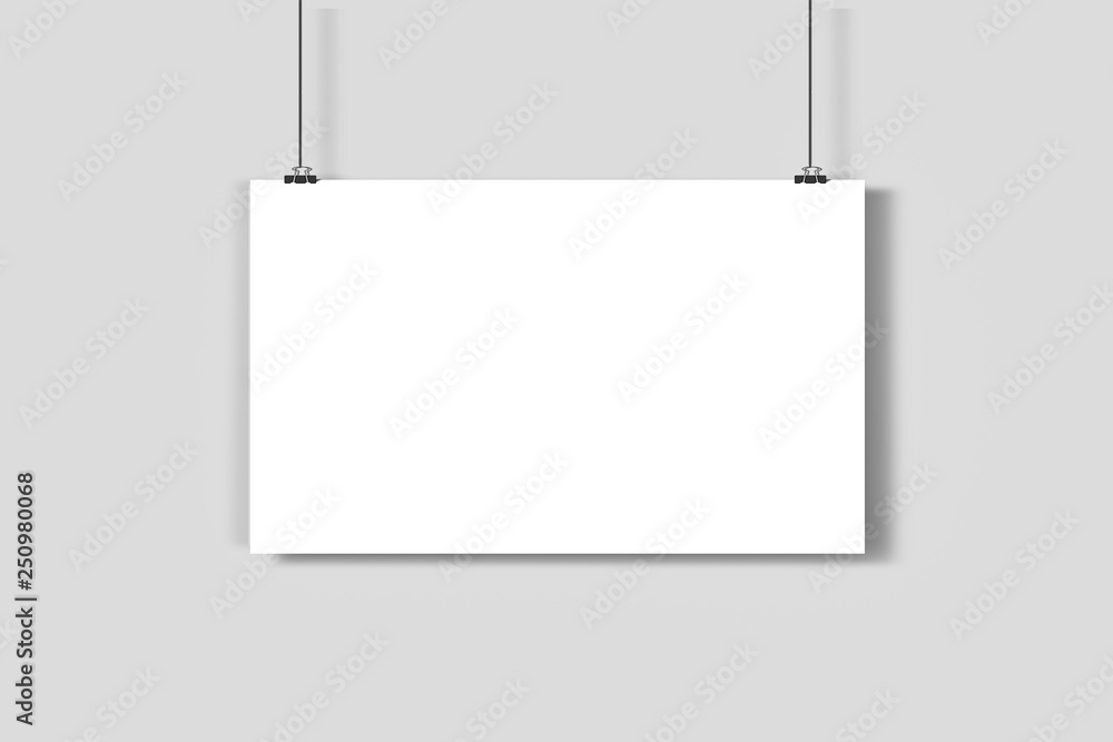 Blank Poster Mock-up isolated ob soft gray background. 3D rendering ...