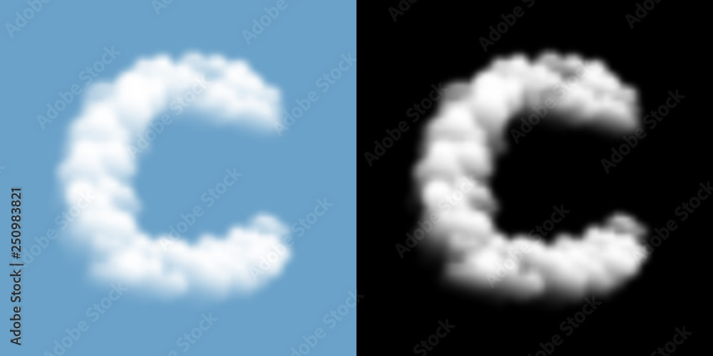 Alphabet uppercase set letter C, Cloud or smoke pattern, illustration ...