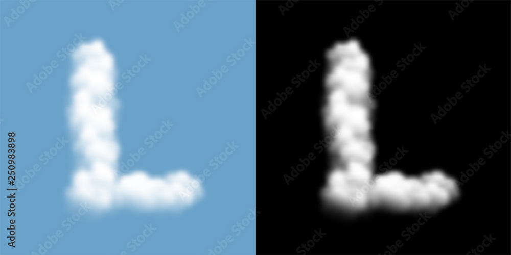 Alphabet uppercase set letter L, Cloud or smoke pattern, illustration ...