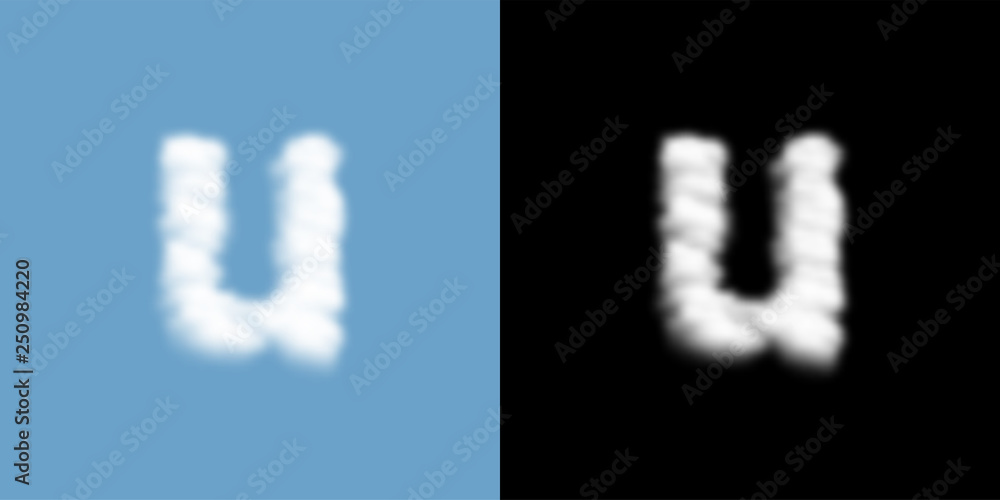 Alphabet lowercase set letter u, Cloud or smoke pattern, illustration ...