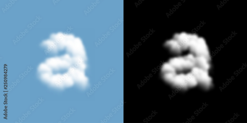 Alphabet lowercase set letter a, Cloud or smoke pattern, illustration ...