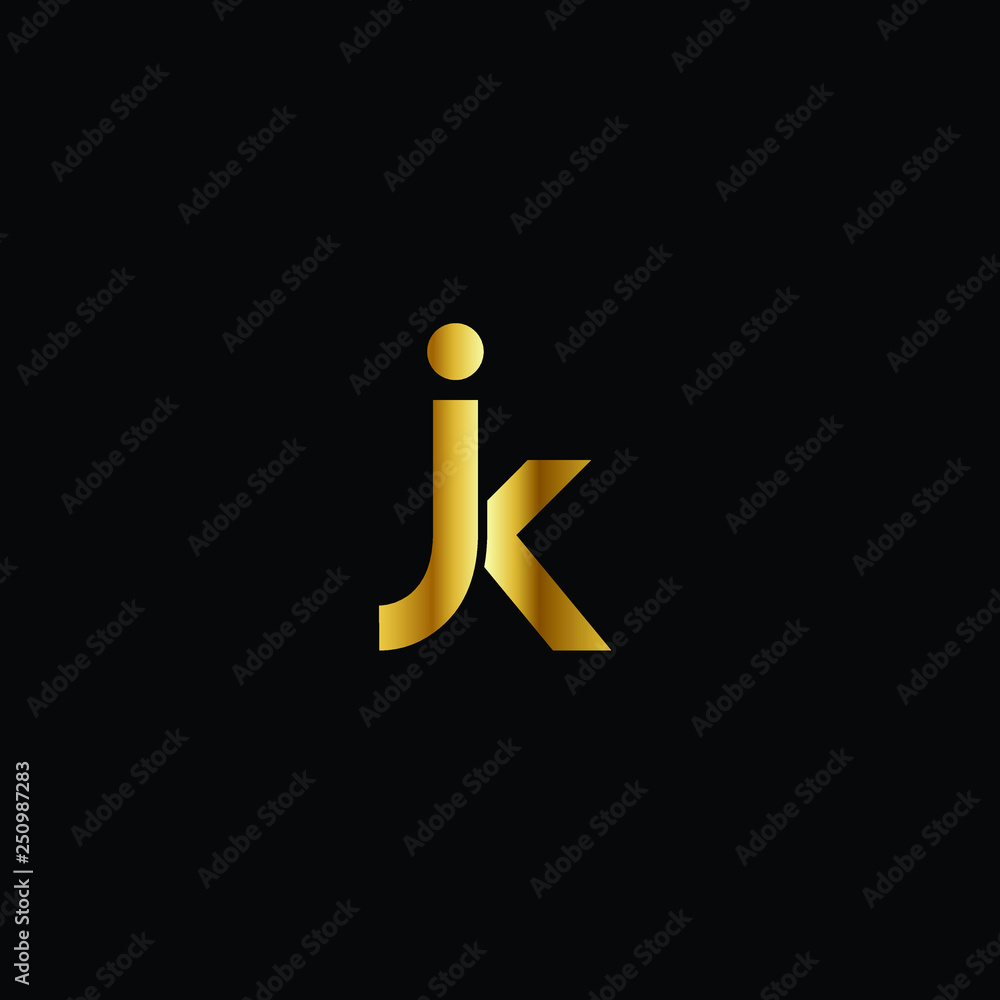 JK logo vector. Luxury Golden colour on black background Stock Vector ...