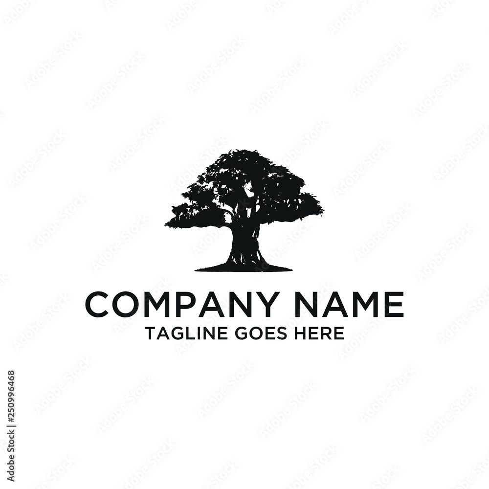 Trees logo design template. Awesome trees with circle logo. A modern ...