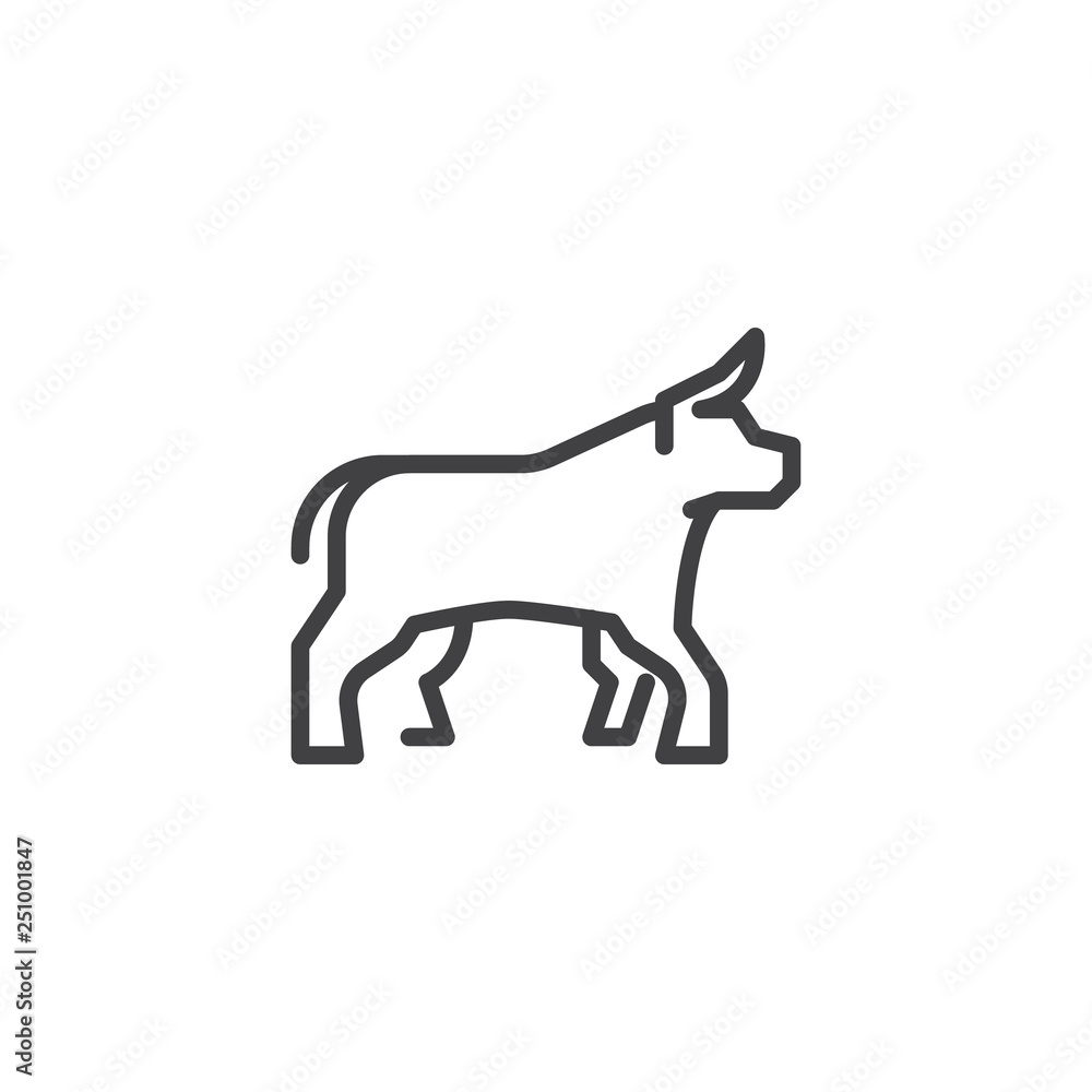 Ox side view line icon. linear style sign for mobile concept and web ...