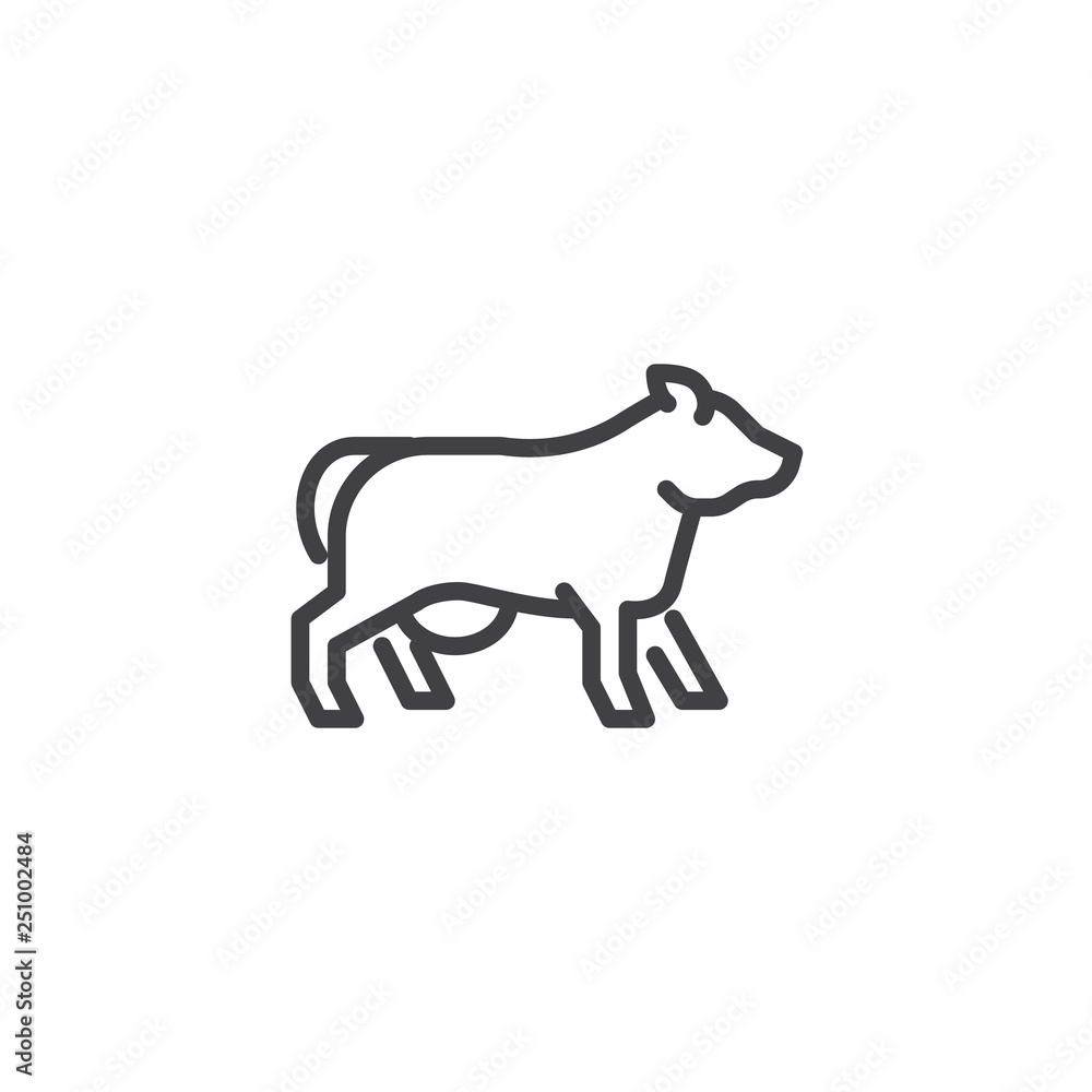Cow side view line icon. linear style sign for mobile concept and web ...