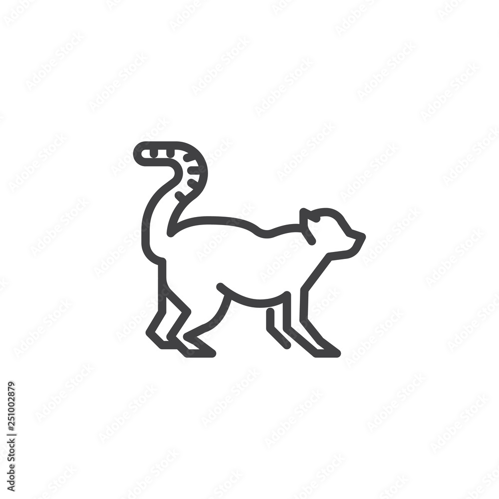 Lemur side view line icon. linear style sign for mobile concept and web ...