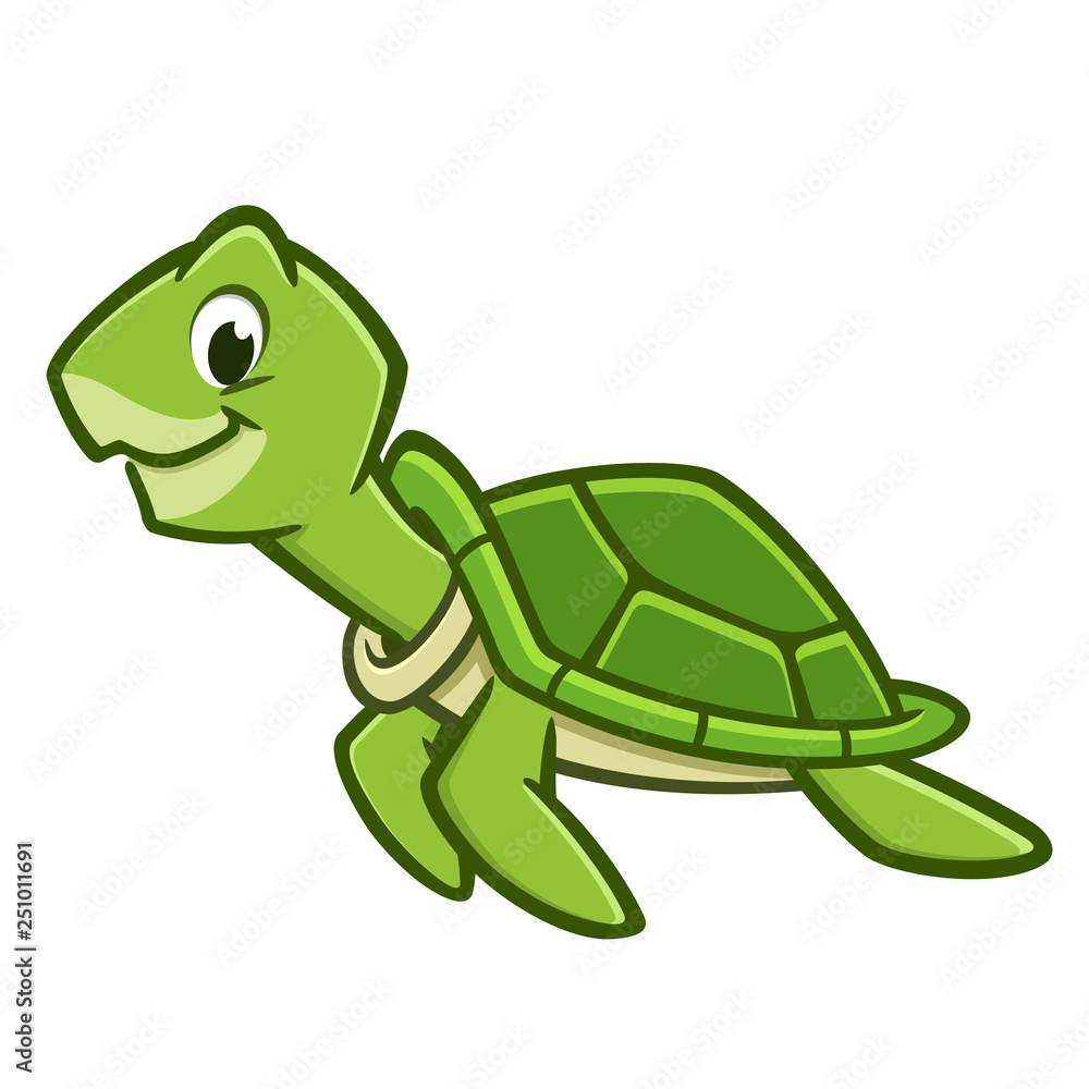 Cartoon Sea Turtle Stock Vector | Adobe Stock