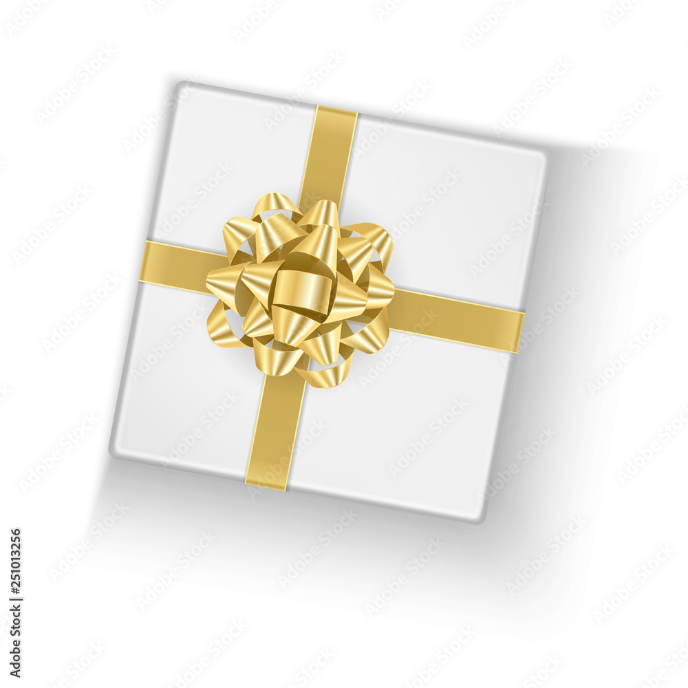 The white box with a gold bow, gift box, design for your project ...