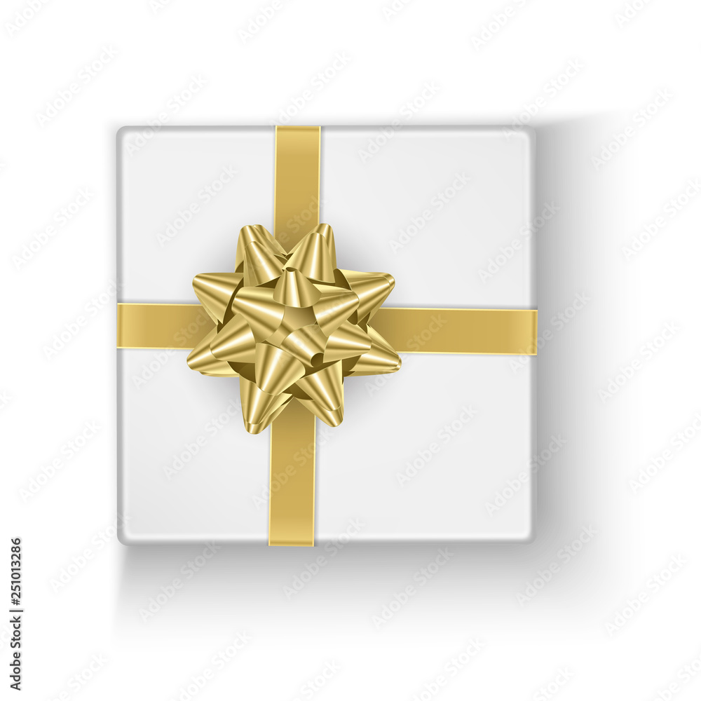 The white box with a gold bow, gift box, design for your project ...