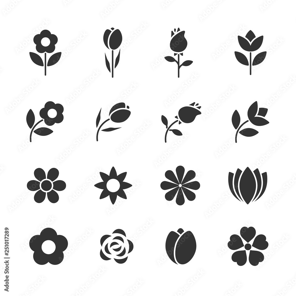 Vector set of flowers icons. Stock Vector | Adobe Stock