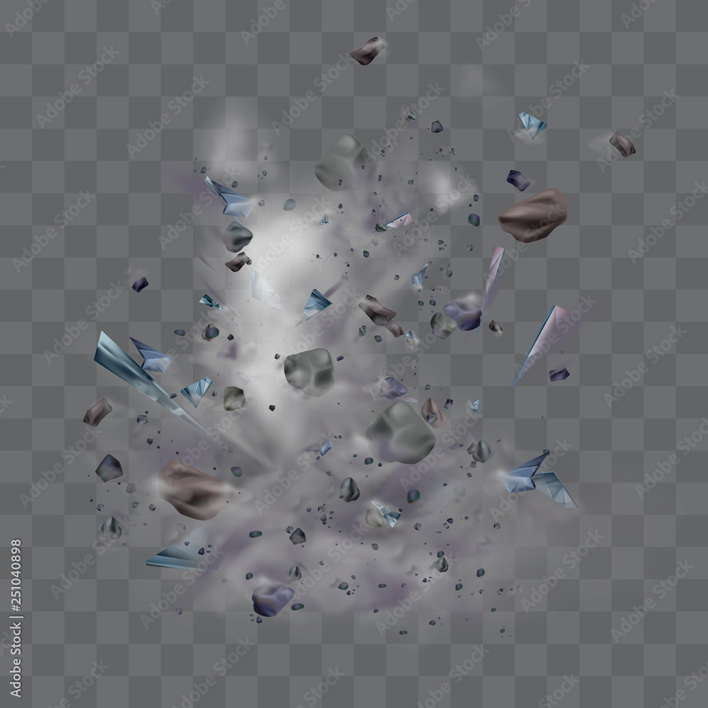 Vector explosion cloud of black pieces isolated on white. Confetti ...