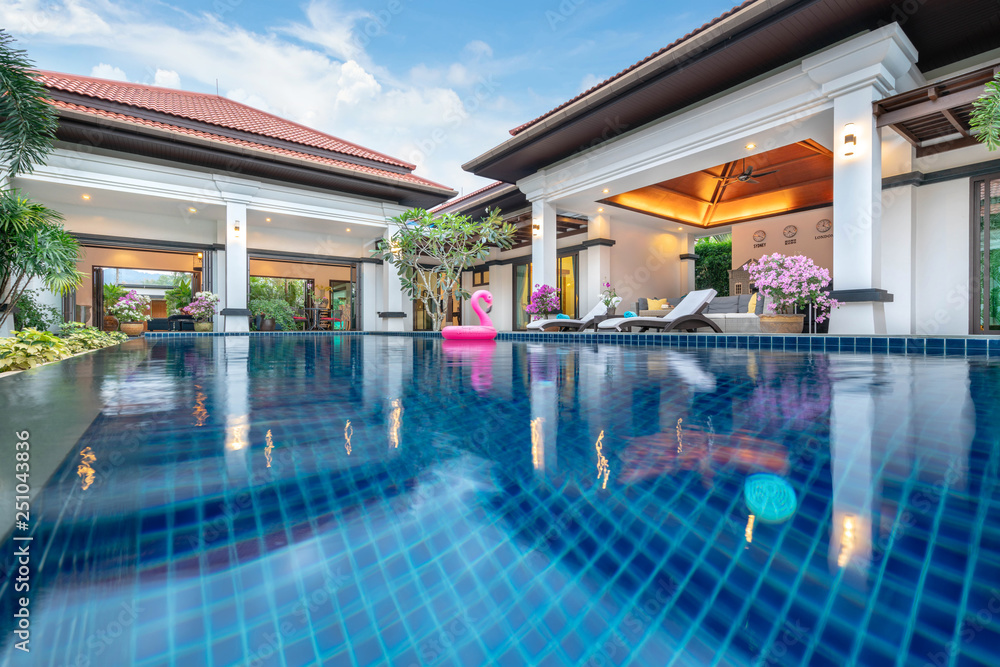 home or house building Exterior and interior design showing tropical ...