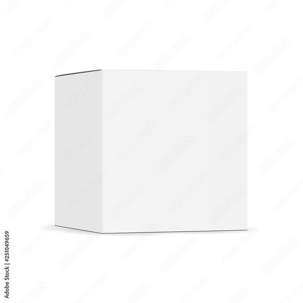 Cube Box Mockup Isolated On White Background Side View Vector