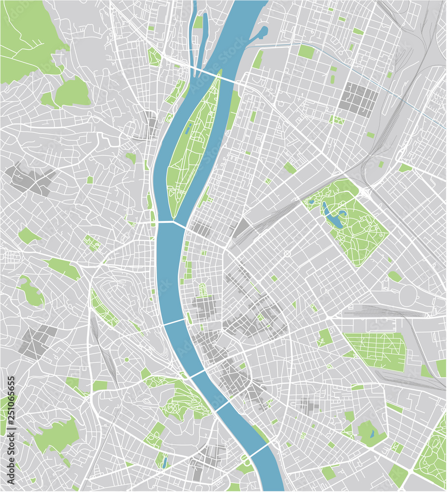 Vector city map of Budapest with well organized separated layers. Stock ...