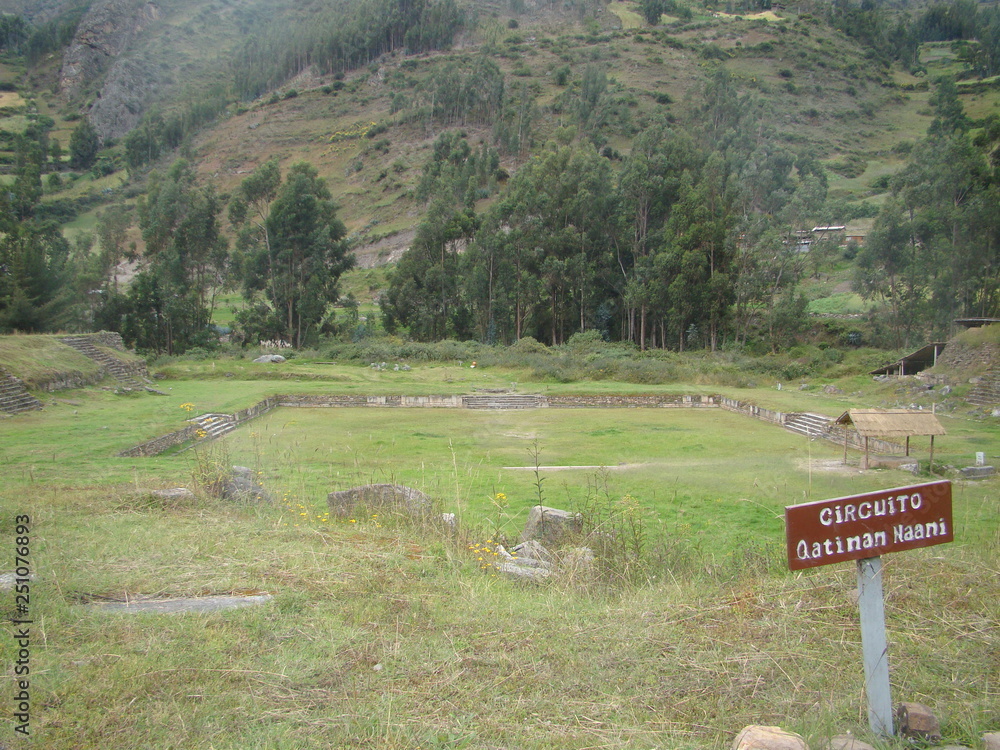 outdoor view archaeological ruins of ancient peruvian culture ...
