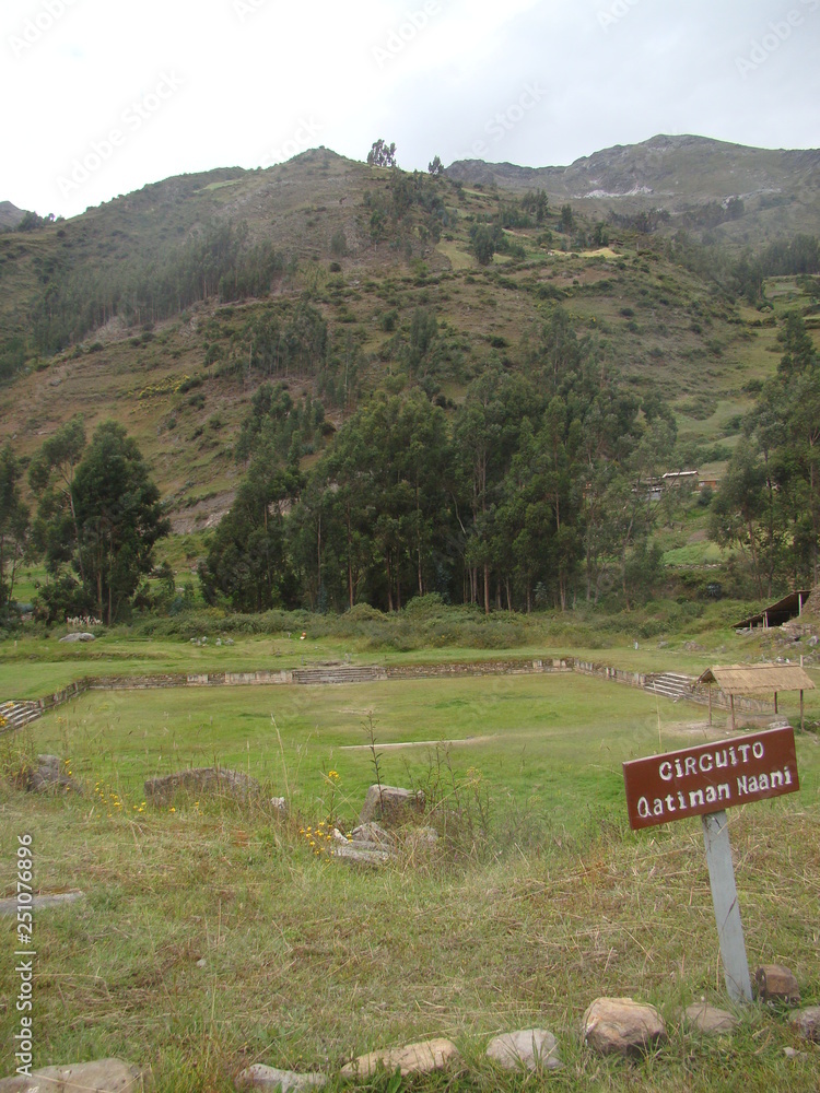 outdoor view archaeological ruins of ancient peruvian culture ...