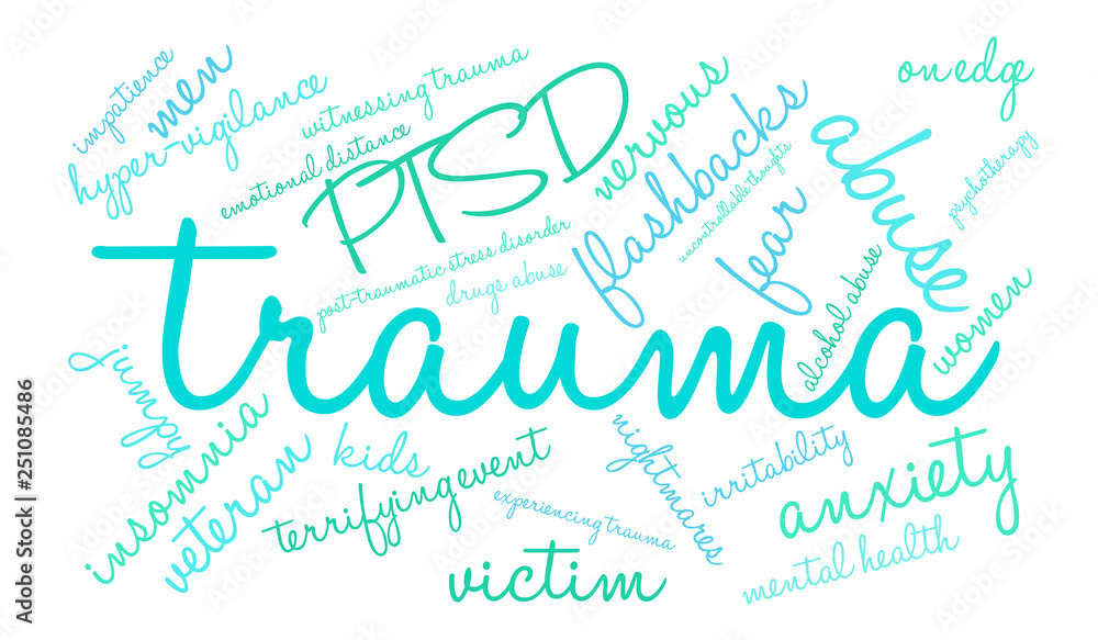 Trauma Word Cloud on a white background. Stock Vector | Adobe Stock