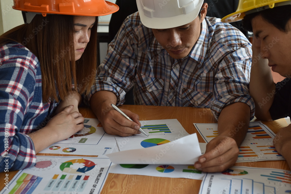 Design engineers meeting planning Civil Engineer and Mechanic Group ...