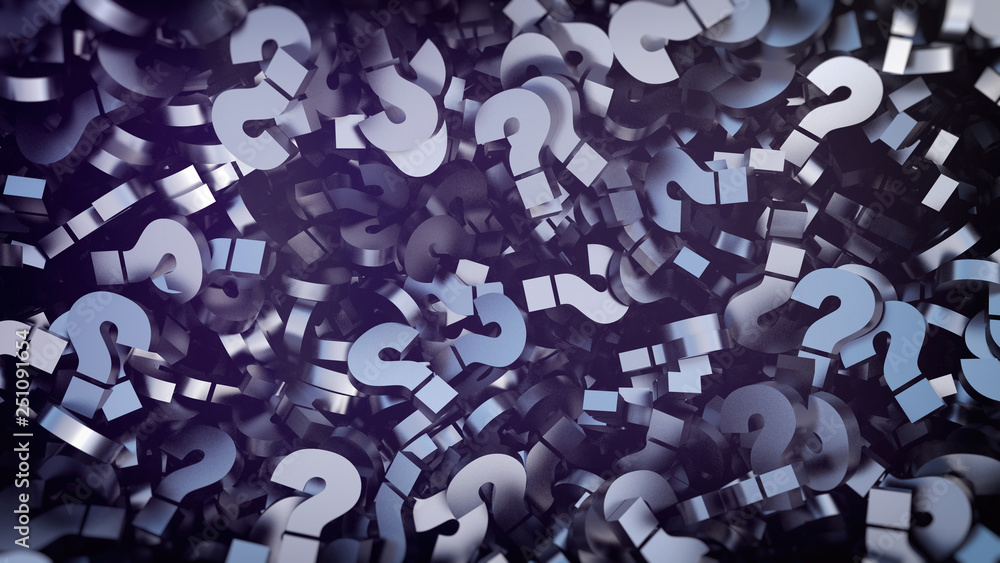 question marks background metal texture. High resolution 3d render dark ...