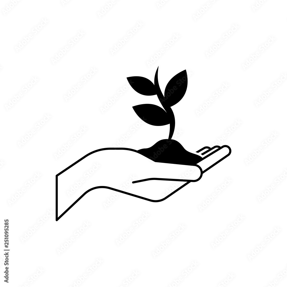 Hand with plant icon Stock Vector | Adobe Stock
