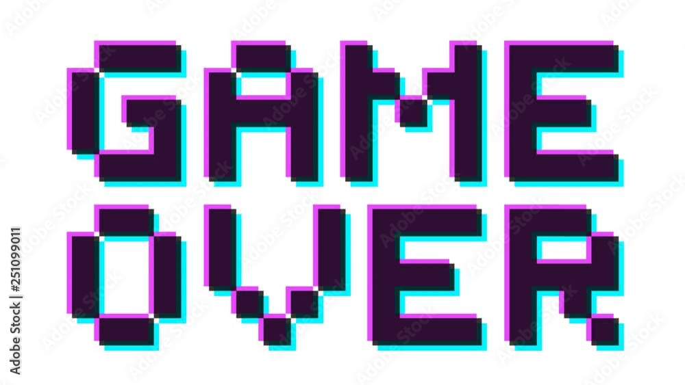 Retro Pixel Art 3D Style Game Over Message on Old School Arcade Machine ...