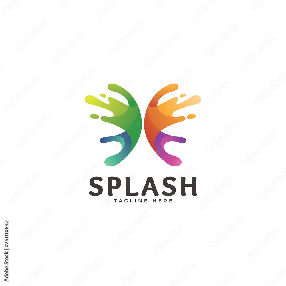 Abstract Rainbow Gradient of Splash Splatter Color on Wing Shape Logo ...